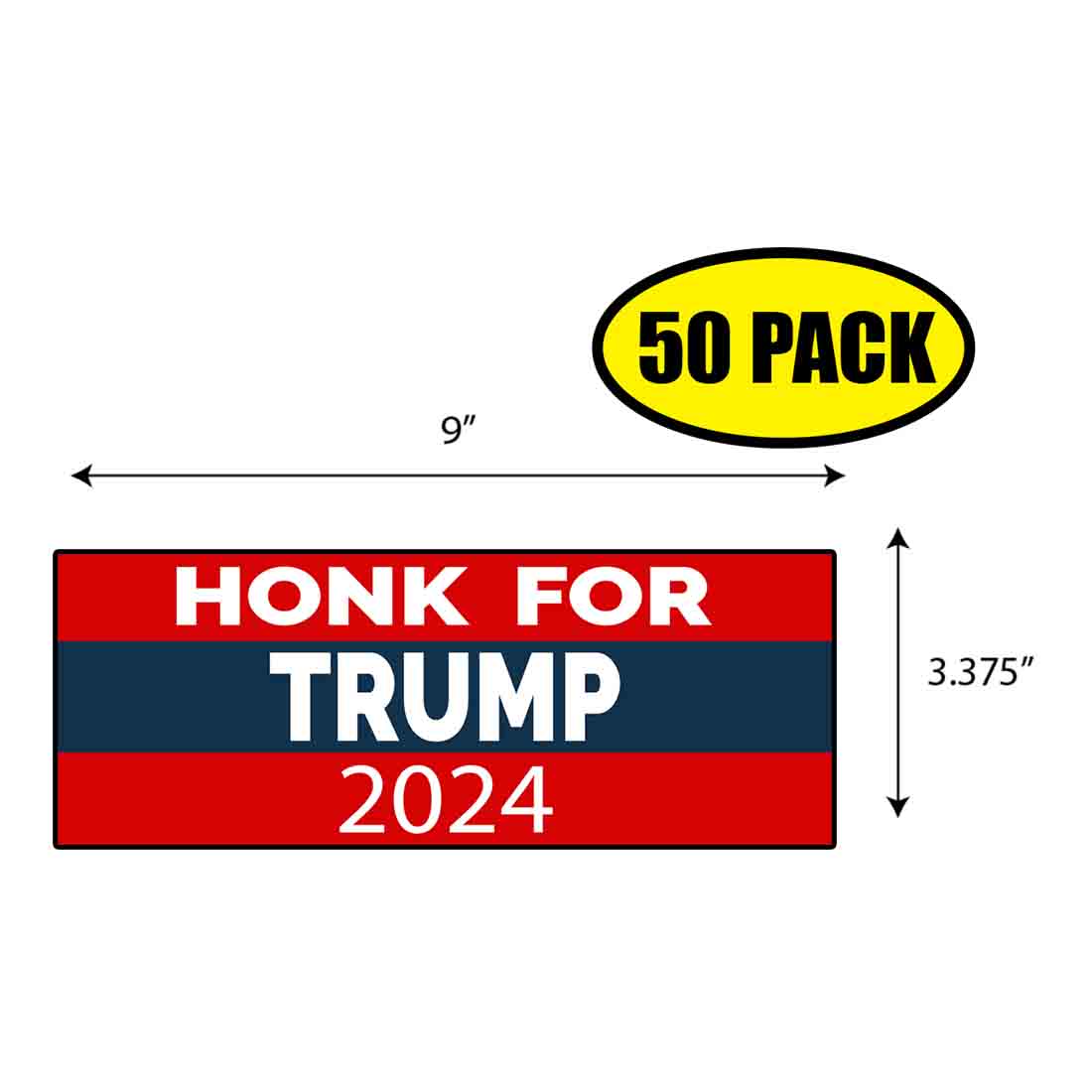 50 PACK 3.37"x 9" HONK FOR TRUMP Sticker Decal Gift MAGA Trump BS0014 ...