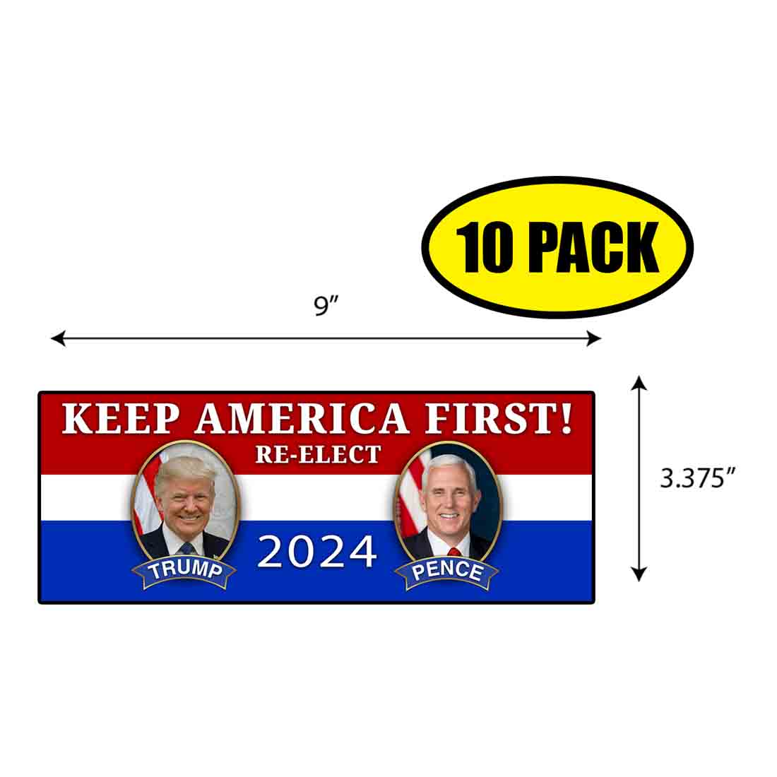 10 PACK 3.37"x 9" KEEP AMERICA FIRST Sticker Decal Gift MAGA Trump ...