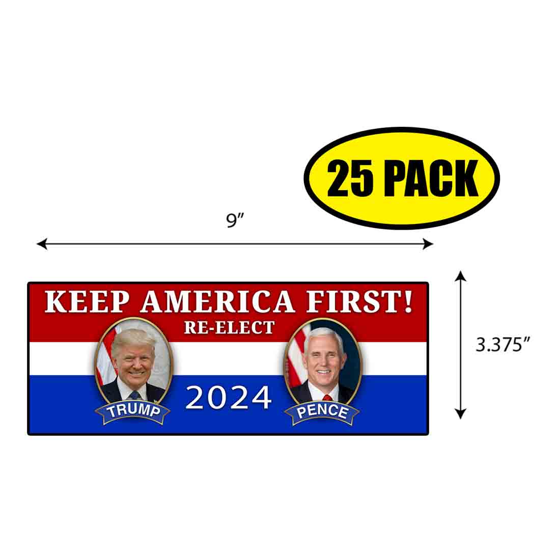 25 PACK 3.37"x 9" KEEP AMERICA FIRST Sticker Decal Gift MAGA Trump ...