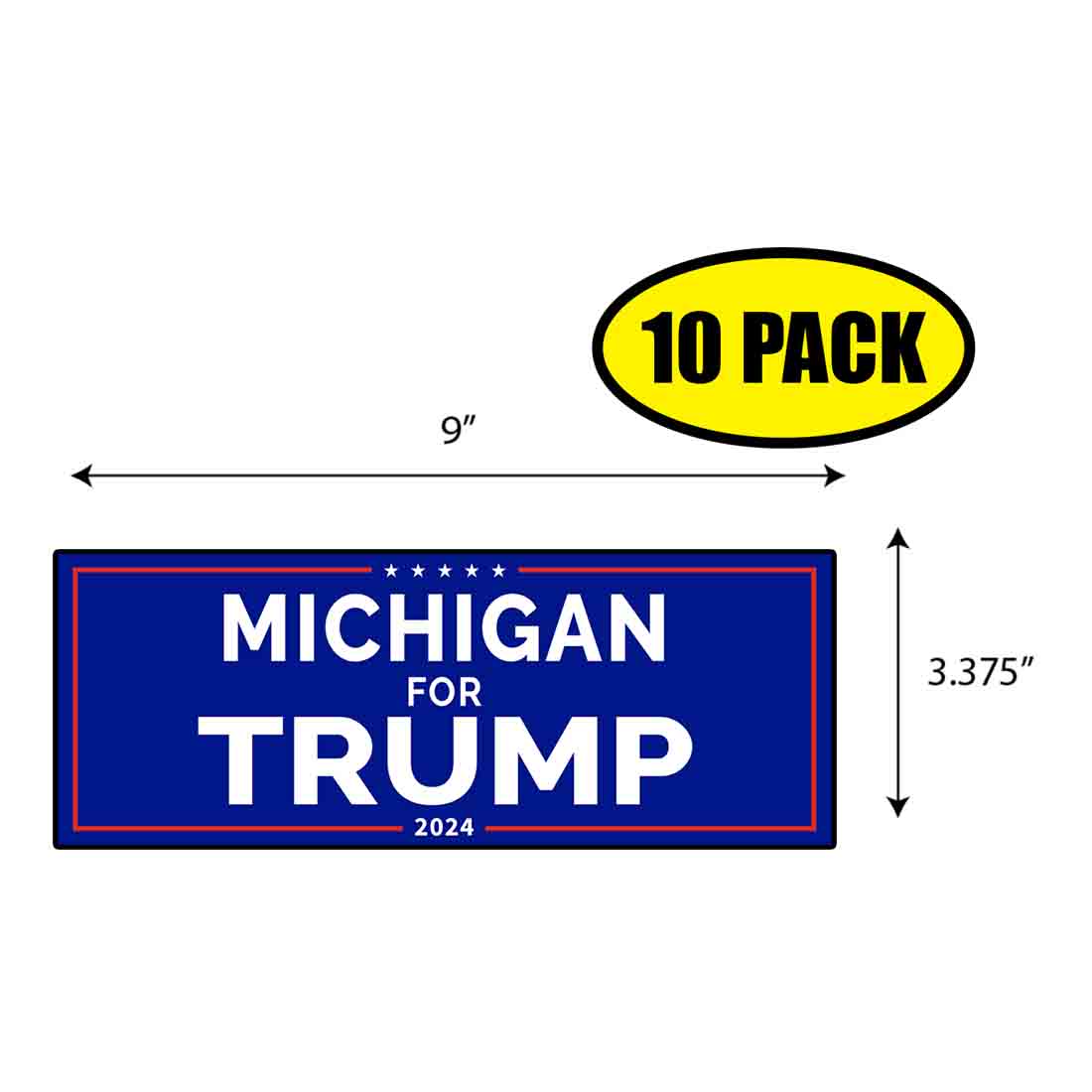 10 PACK 3.37"x 9" MICHIGAN FOR TRUMP Sticker Decal Gift MAGA Trump ...