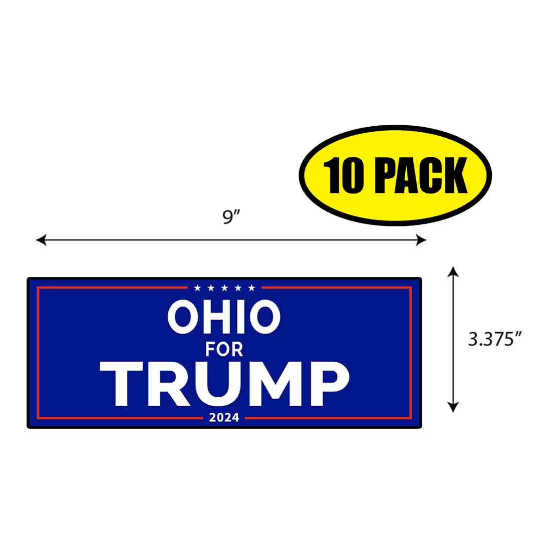 10 PACK 3.37"x 9" OHIO FOR TRUMP Sticker Decal Gift MAGA Trump BS0044 ...