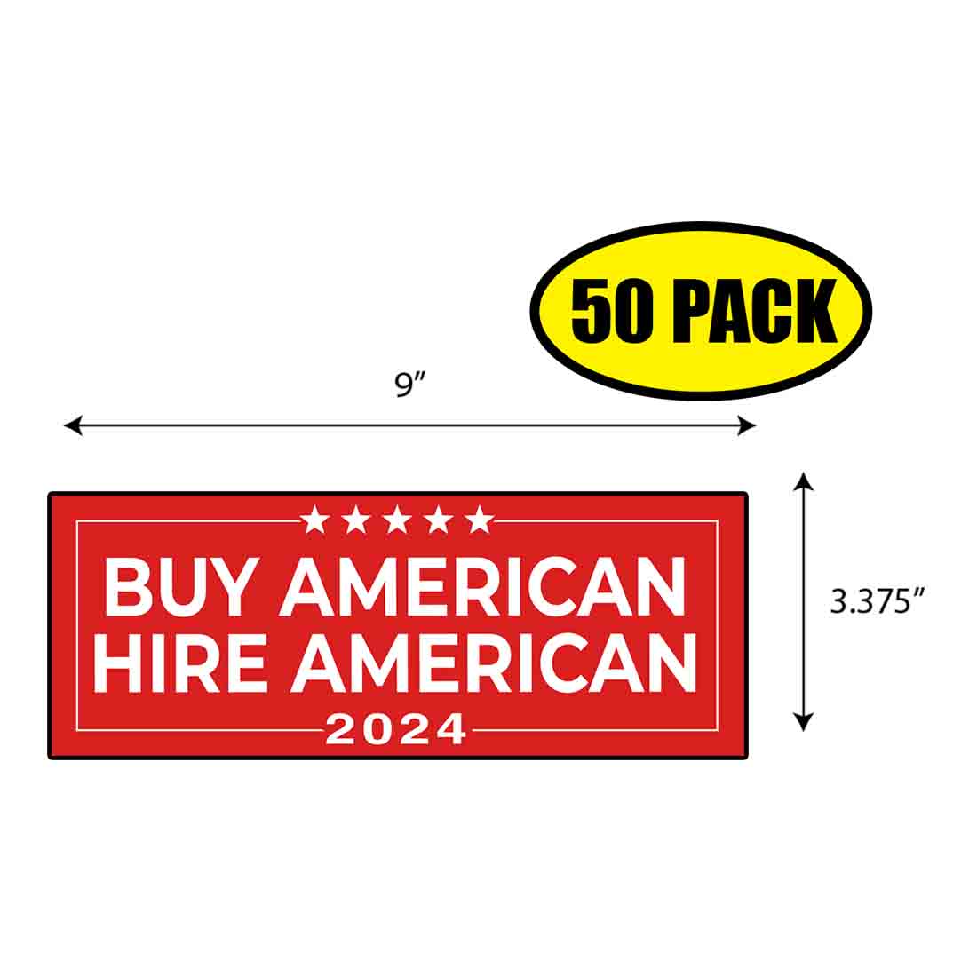 50 PACK 3.37"x 9" TRUMP BUY AMERICAN Sticker Decal Gift MAGA Trump ...