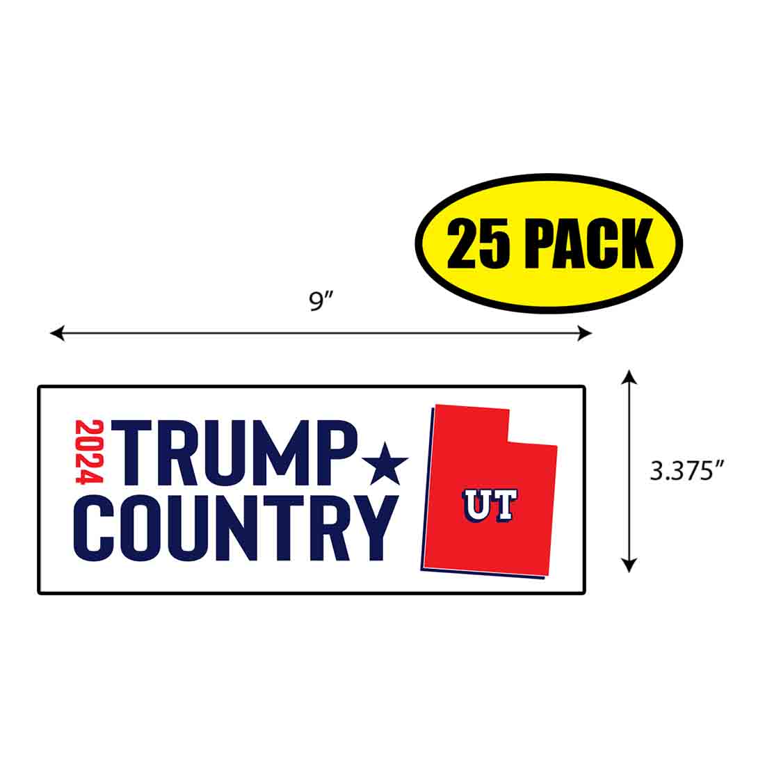 Trump Country UT 2024 Bumper Sticker Decal (3.37" x 9") | Peel & Stick ...