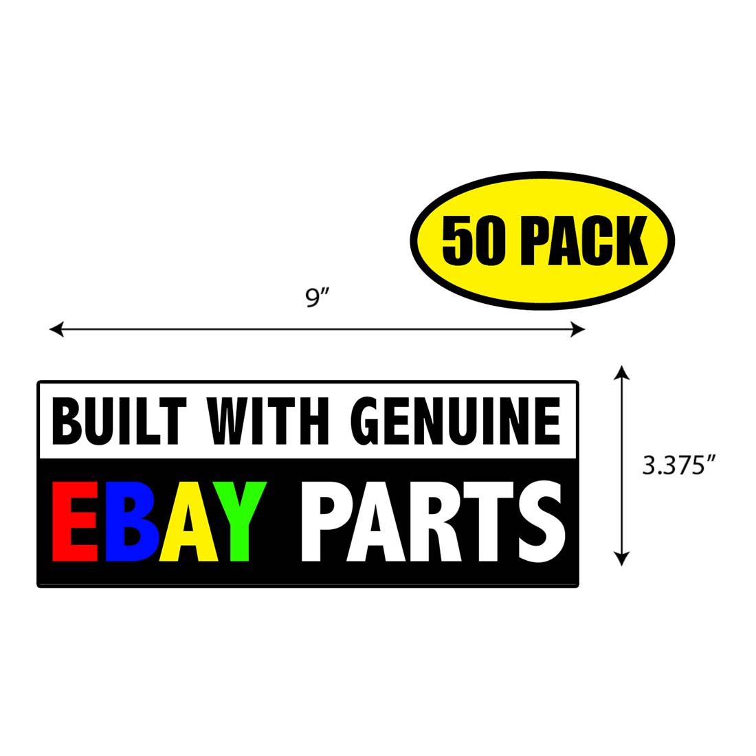 Built with Genuine Ebay Parts Vinyl Sticker Decal (3.37" x 9") | Peel ...