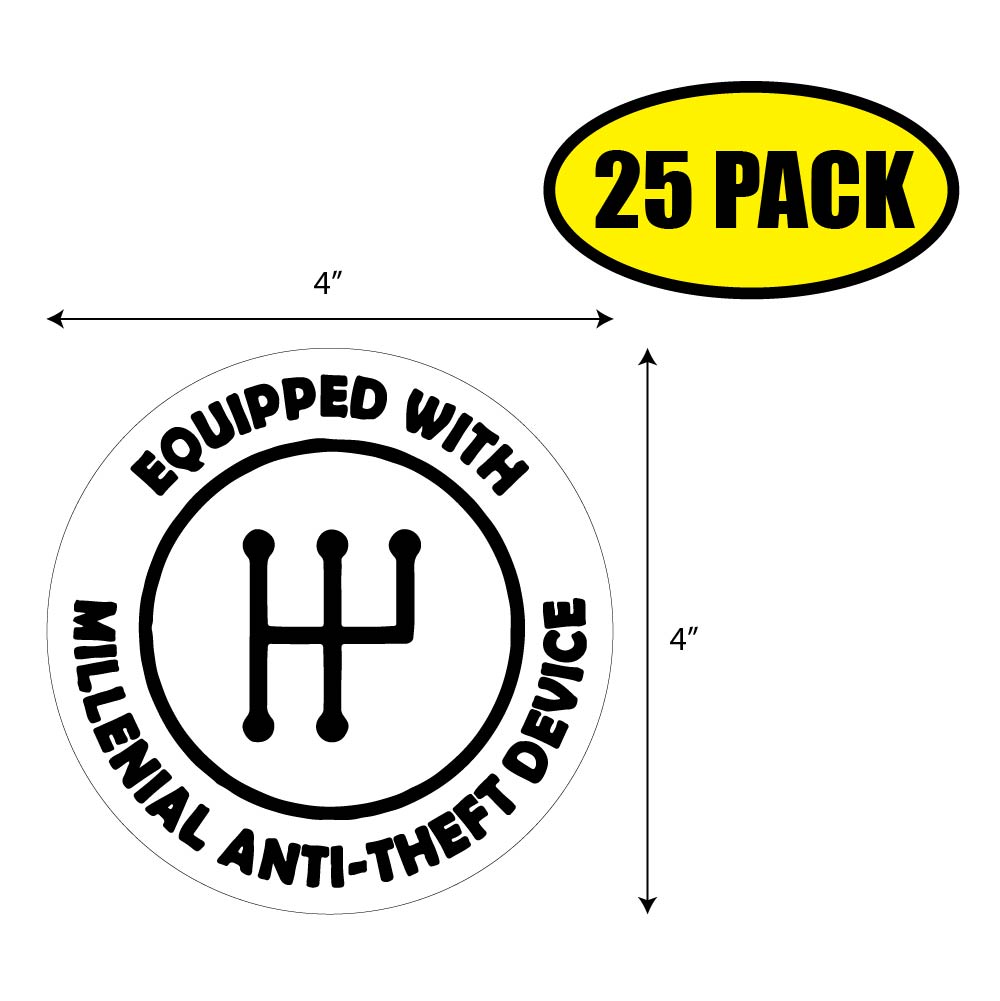 Equipped With Millenial Anti-Theft Device Vinyl Sticker Decal (4" x 4 ...