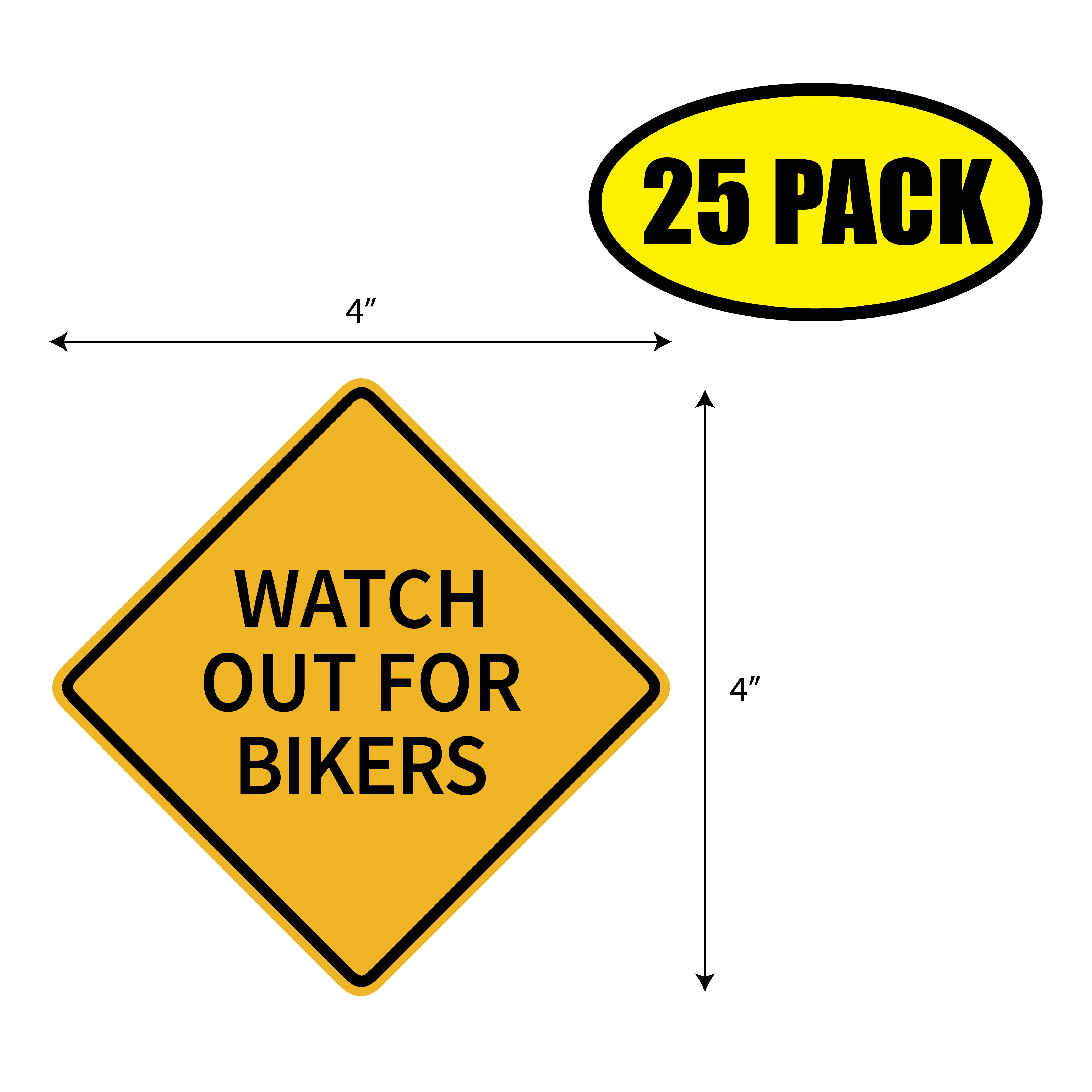 Watch Out For Bikers Vinyl Sticker Decal (3.375" x 9") | Peel & Stick ...