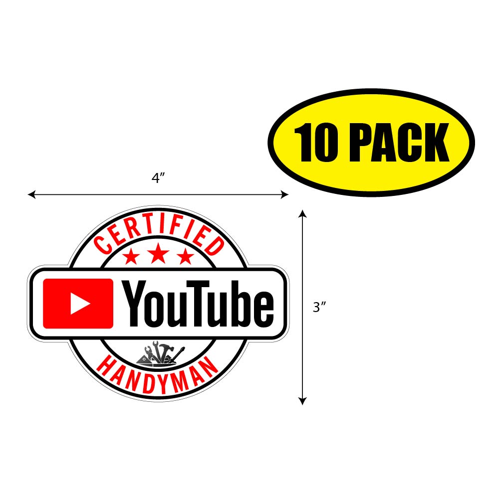 Certified Youtube Handyman Vinyl Sticker Decal (3.375" x 9") | Peel ...